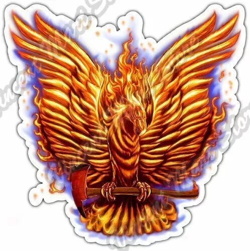 DOPASTICKER Fire Bird Firefighter Axe Flames Phoenix Car Sticker Decal ...