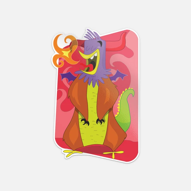 DOPASTICKER Fire Breathing Flaming Horn Dragon Sticker Decal Phone ...