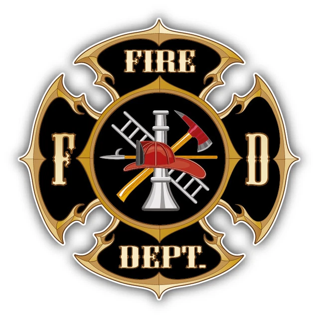 DOPASTICKER Fire Department Maltese Cross Vintage Sticker Decal Phone ...
