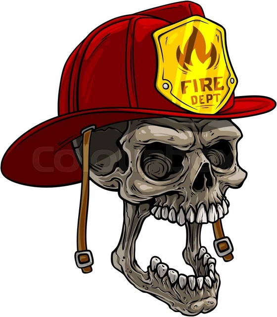 DOPASTICKER Fire Dept. Skull With Sticker Laptop Sticker Window Sticker ...