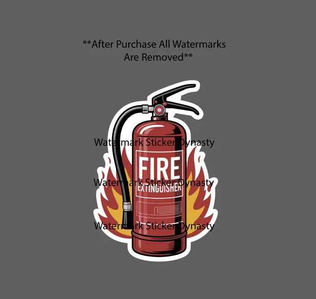 DOPASTICKER Fire Extinguisher Sticker Flames Danger Caution Beware ...
