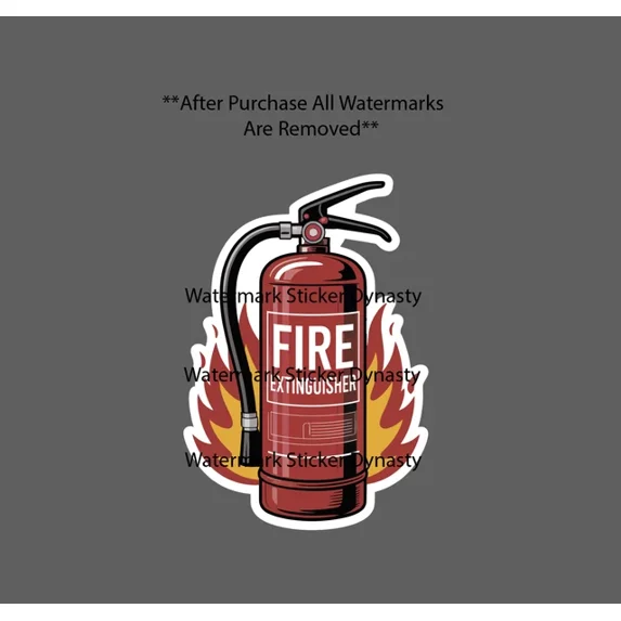 DOPASTICKER Fire Extinguisher Sticker Flames Danger Caution Beware ...