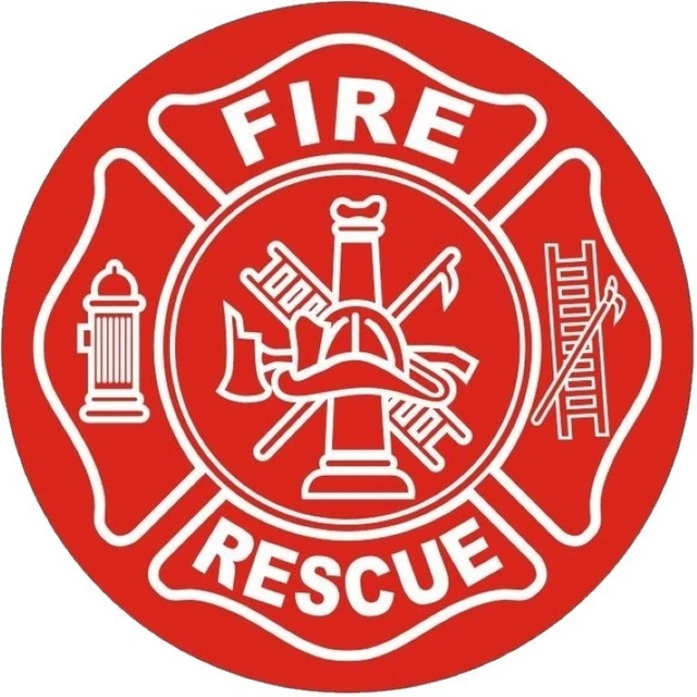 DOPASTICKER Fire And Rescue Hard Hat - Fd Stickerdecal White On Red ...