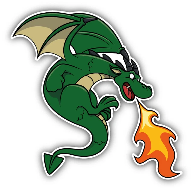 DOPASTICKER Fire Spitting Dragon Cartoon Car Sticker Phone Decal Water ...