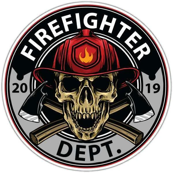 DOPASTICKER Firefighter Fire Department Skull Axe Car Window Sticker ...