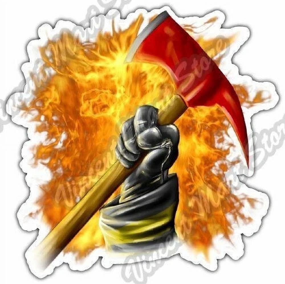 DOPASTICKER Firefighter Glove Axe Flame Fire Fighter Car Sticker Decal ...