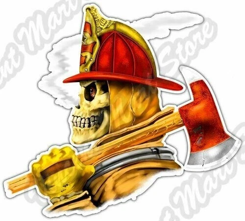 DOPASTICKER Firefighter Skull Ems Axe Fire Police Car Window Sticker ...