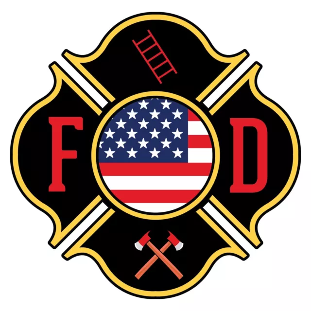 DOPASTICKER Firefighter Sticker Badge Flag Hero First Responder Front ...