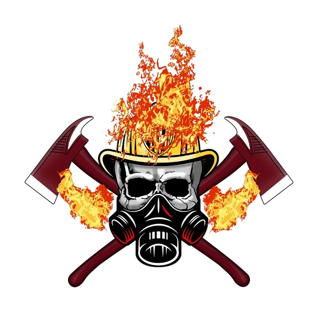 DOPASTICKER Firefighter Sticker Skull Fire Brave Hero First Responder ...