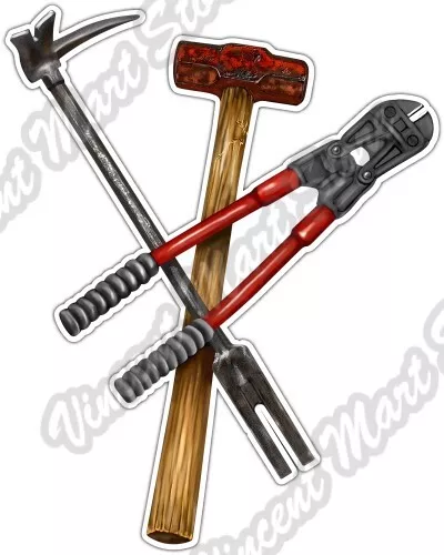 DOPASTICKER Firefighter Tools Fire Department Wrench Car Sticker Decal ...