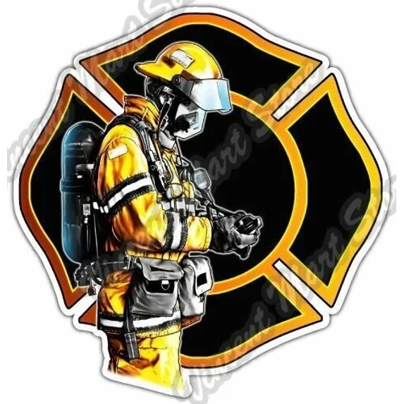 DOPASTICKER Fireman Firefighter Flame Emergency Fire Car Sticker Decal ...