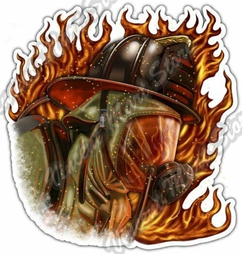 DOPASTICKER Fireman Firefighter Flame Fire Emergency Car Sticker Decal ...