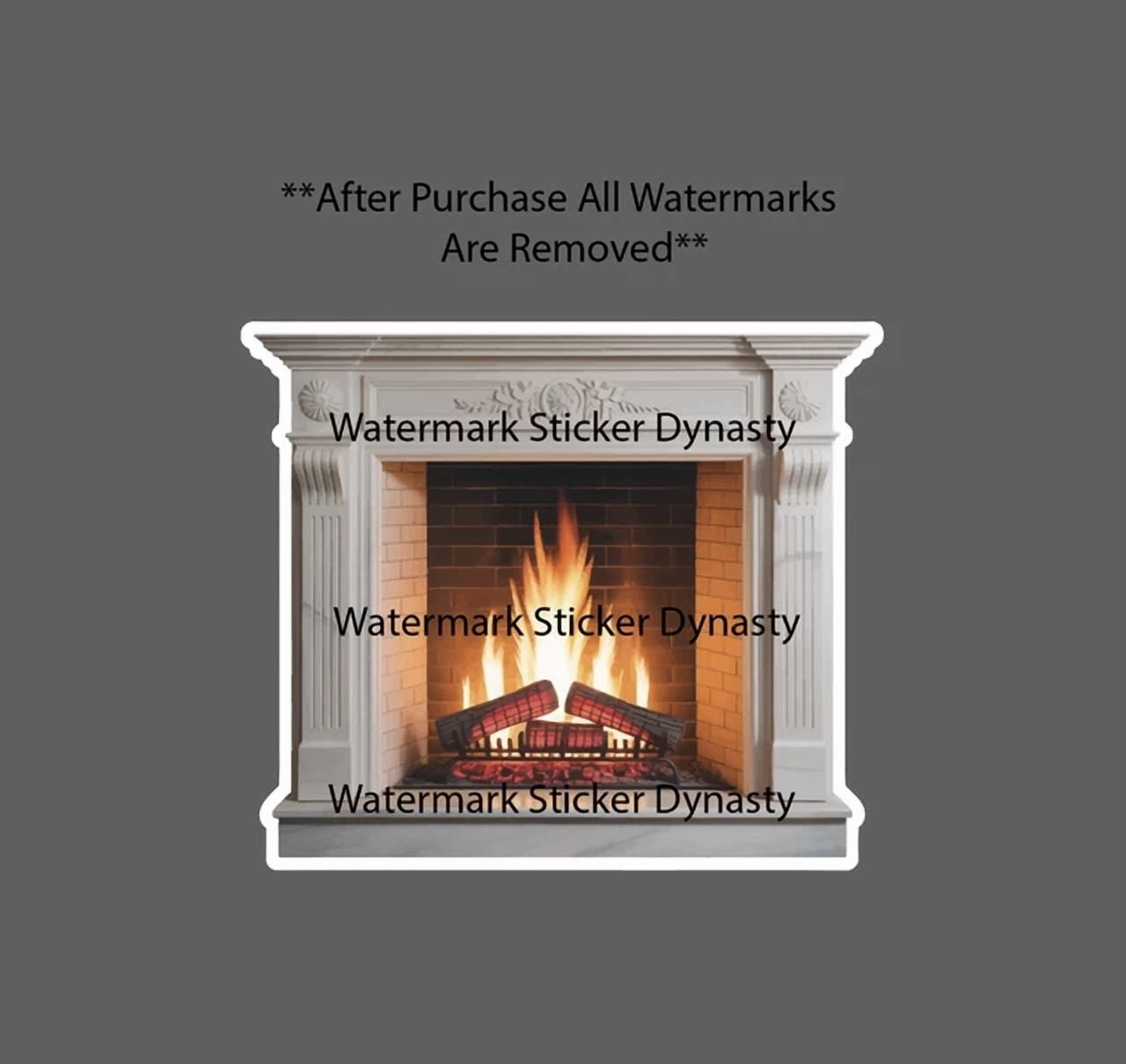 DOPASTICKER Fireplace Sticker Fire Flames Cozy Home Heat Love Sticker ...
