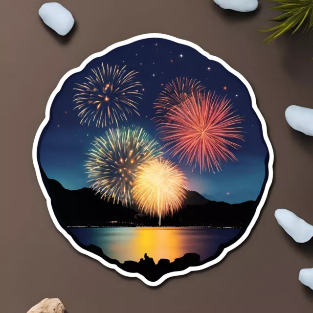 DOPASTICKER Fireworks Over Water Sticker Phone Decal Water Bottle ...