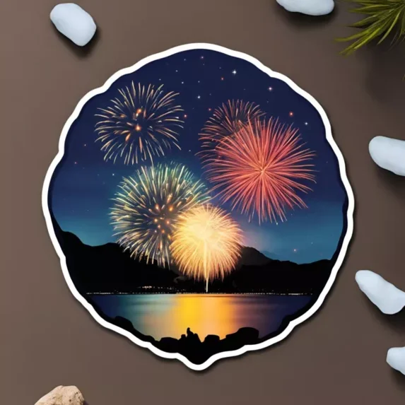 DOPASTICKER Fireworks Over Water Sticker Phone Decal Water Bottle ...