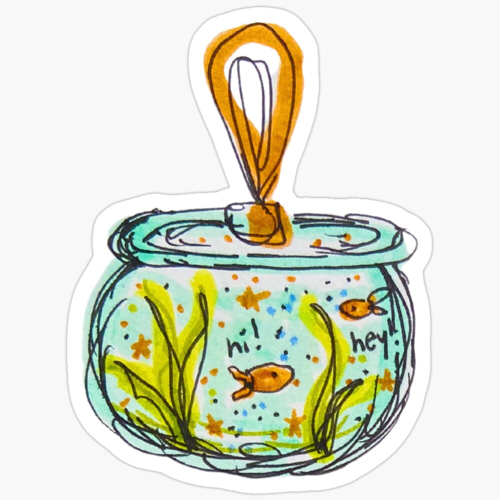 DOPASTICKER Fish Bowl Keychain Sticker Phone Sticker, Latop Sticker ...