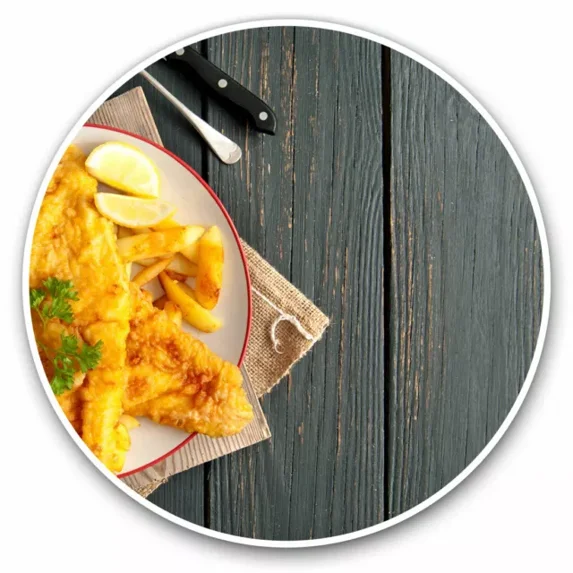 DOPASTICKER Fish & Chips Dinner Seaside English Cool Gift Decorative ...