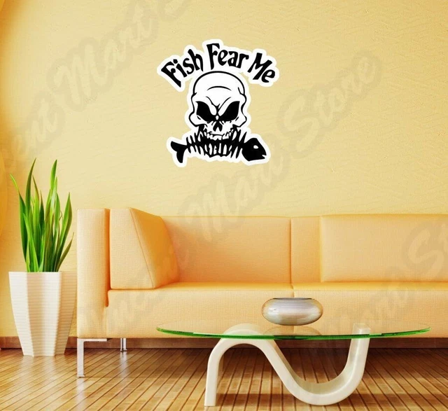 DOPASTICKER Fish Fear Me Skull Fishing Wall Sticker Room Interior Decor ...