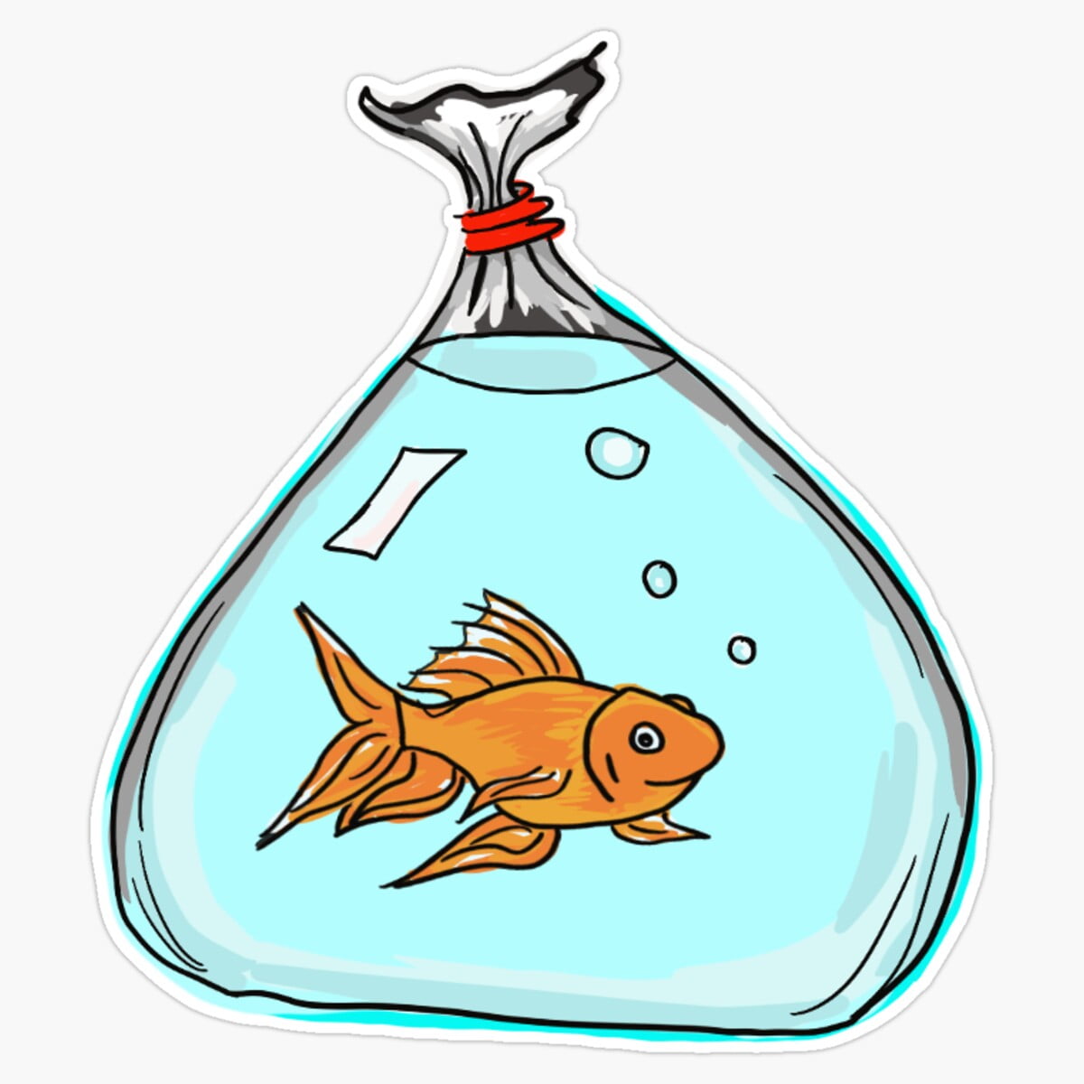 DOPASTICKER Fish In A Bag Sticker, Phone Sticker Car Stickers, Birthday ...