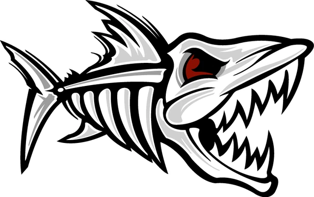 DOPASTICKER Fish Skeleton Red Eyes Sticker Decal Phone Decal Water ...