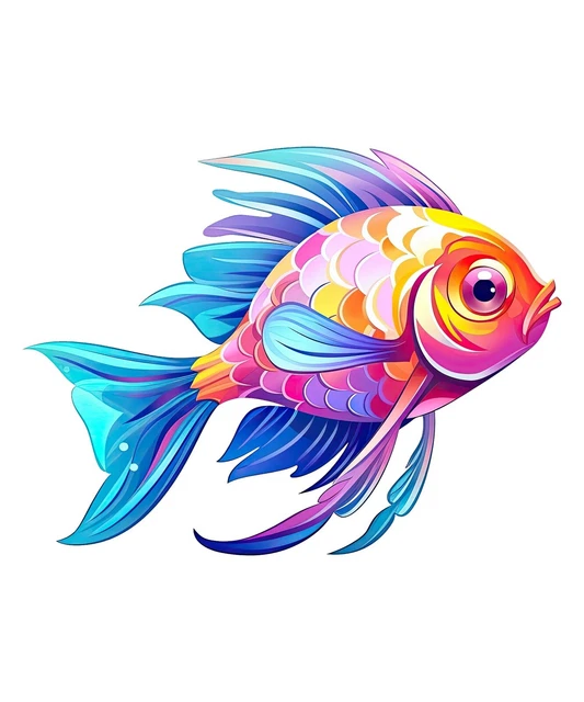 DOPASTICKER Fish Sticker Rainbow Colorful Lake Aquarium Pretty Ocean ...