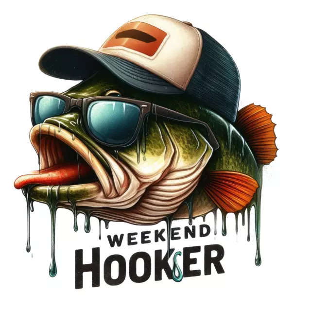 DOPASTICKER Fishing Sticker Weekend Hooker Fisherman Fish Hat ...
