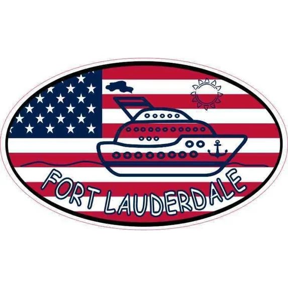 DOPASTICKER Flag Oval Cruise Ship Fort Lauderdale Sticker Phone Sticker ...