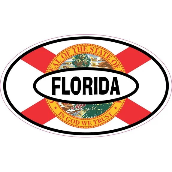 DOPASTICKER Flag Oval Florida Sticker Vehicle Travel Luggage Sticker ...