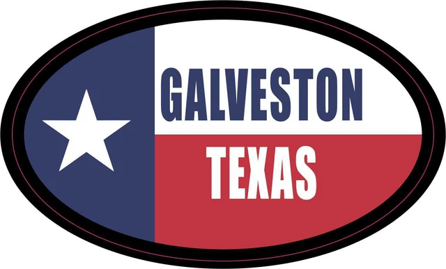 DOPASTICKER Flag Oval Galveston Texas Sticker Phone Sticker, Latop ...