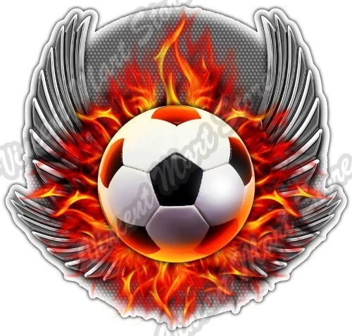 DOPASTICKER Flaming Soccer Wings Fire Athletics Sport Car Sticker Decal ...