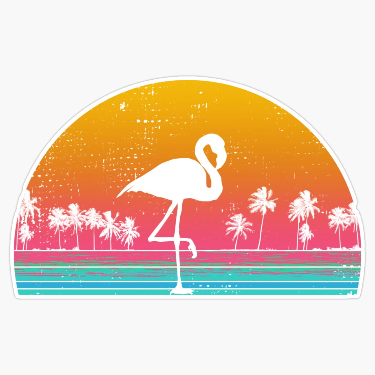 DOPASTICKER Flamingo 80S Vaporwave Retro Sunset Sticker, Phone Sticker ...
