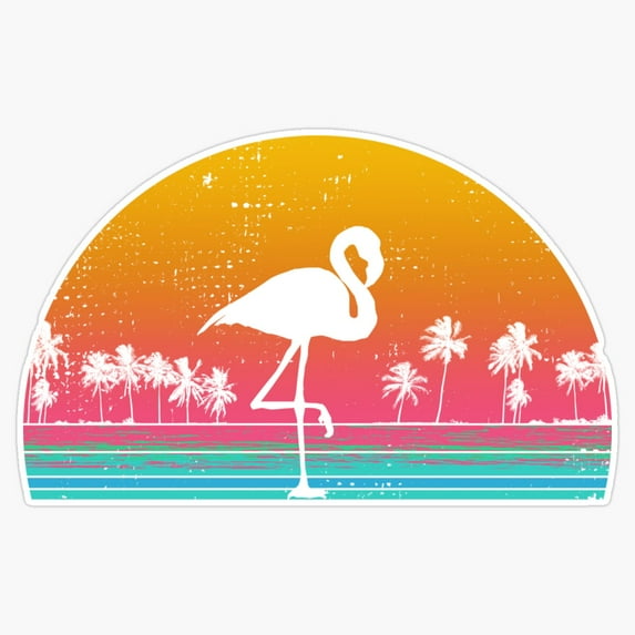 DOPASTICKER Flamingo 80S Vaporwave Retro Sunset Sticker, Phone Sticker ...