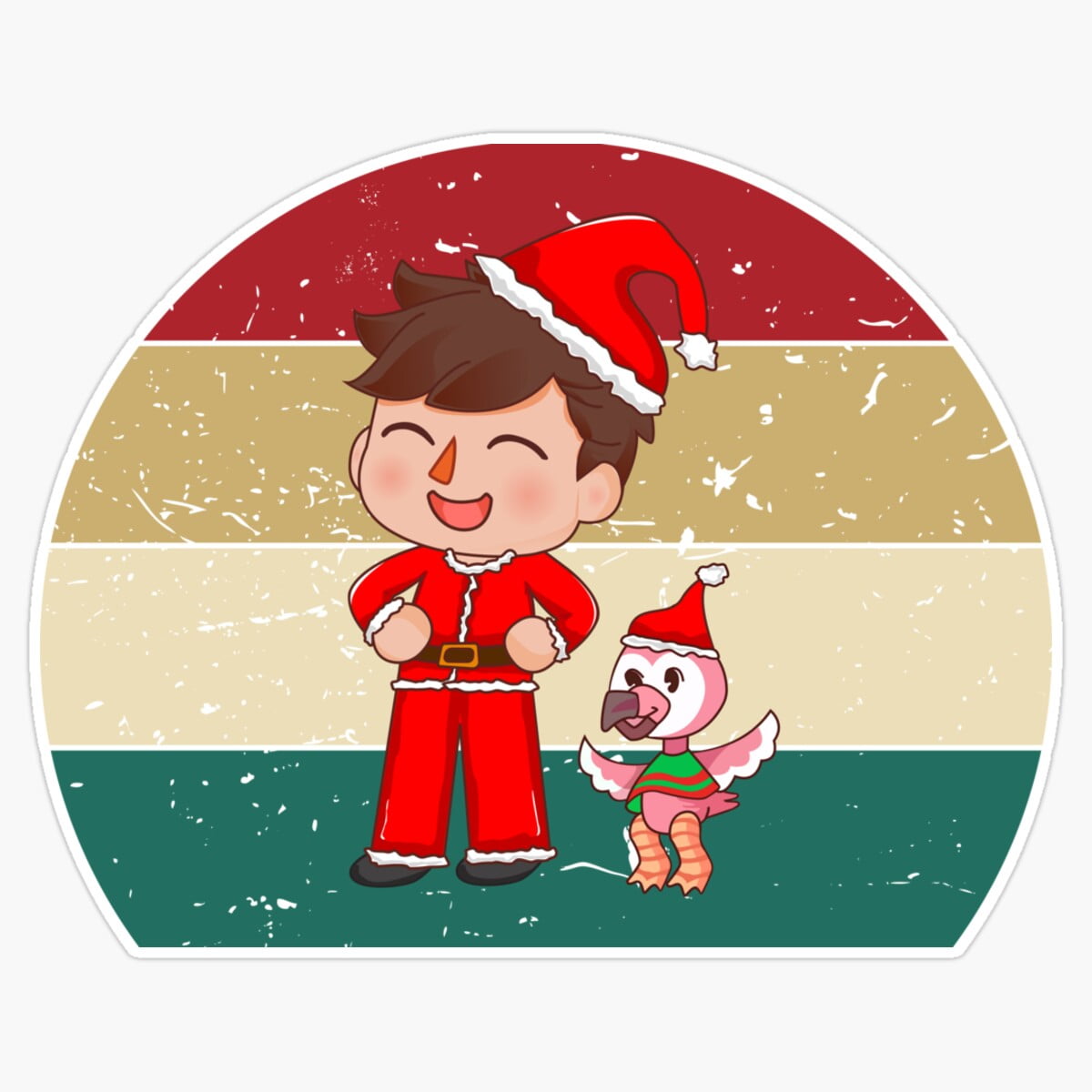 DOPASTICKER Flamingo Flamingo Plush Jolly Man Vintage, Jolly Man, Noel ...