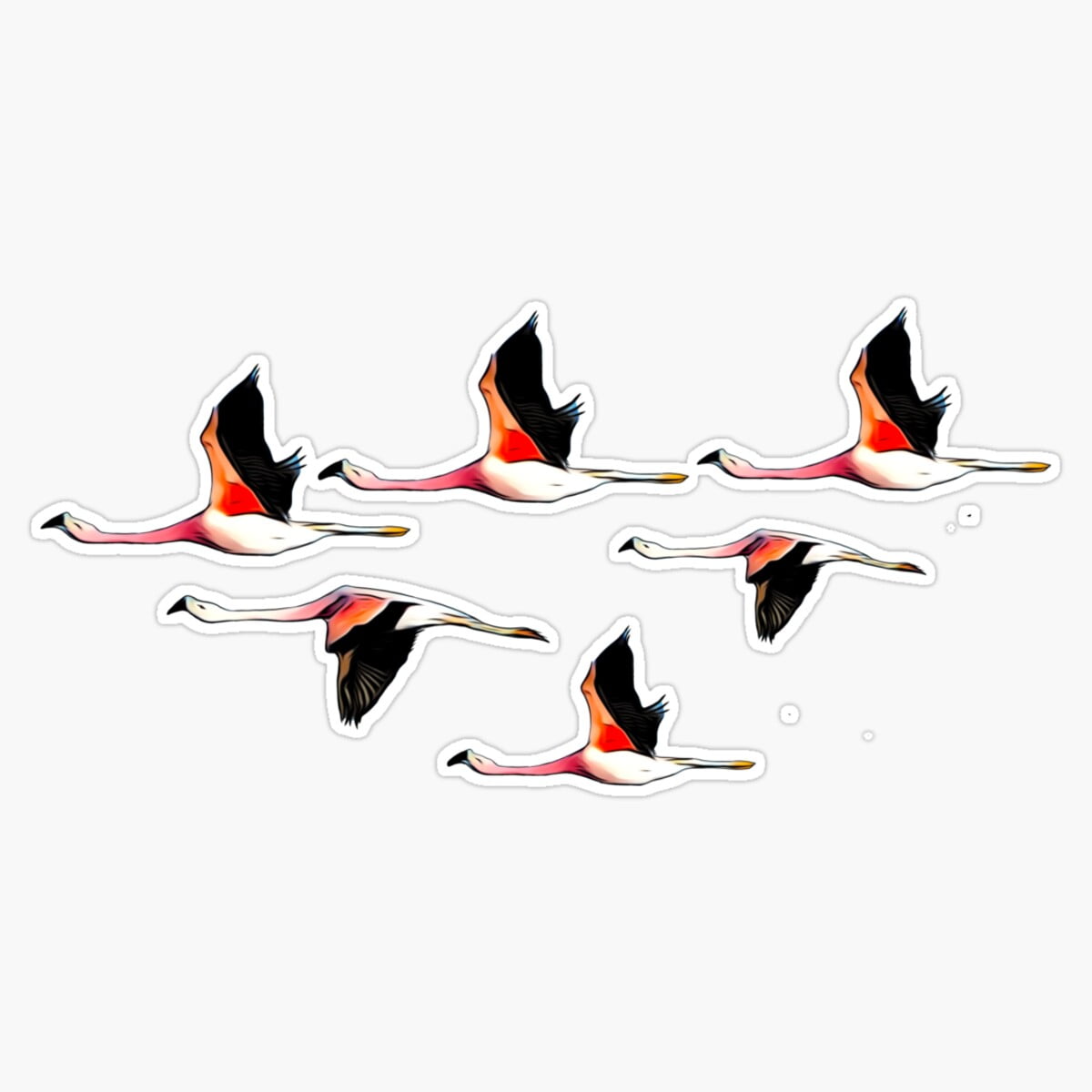DOPASTICKER Flamingo, Flying Flock Of Birds Pattern Sticker, Phone ...