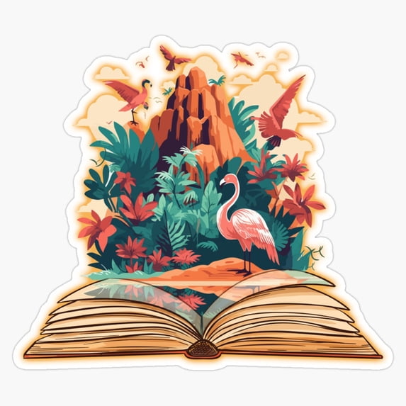 DOPASTICKER Flamingo Island Book Sticker, Phone Sticker Car Stickers ...