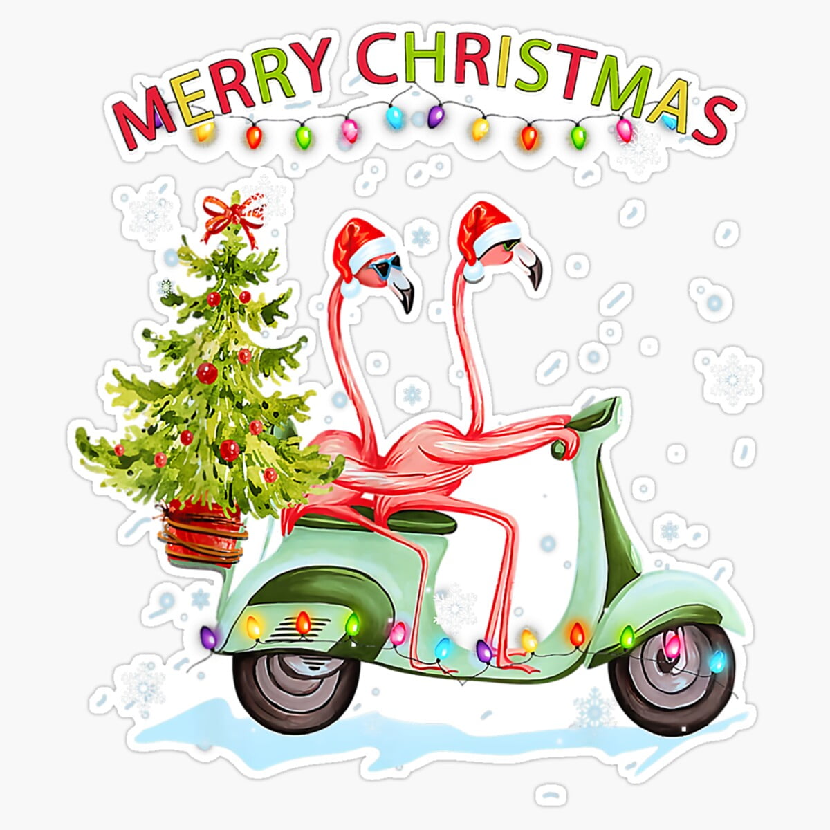 DOPASTICKER Flamingo Jolly Man Hat Noel Light Motobik.E Noel Festive ...
