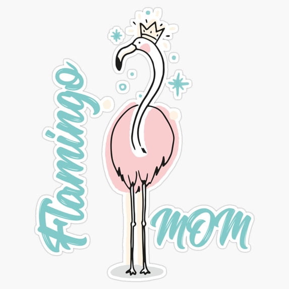 DOPASTICKER Flamingo Mom Beautiful Pink Flamingo Bird Drawing Cute ...