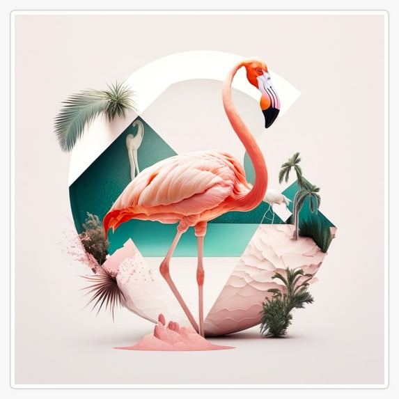 DOPASTICKER Flamingo Paradise Sticker, Phone Sticker Water Bottle ...