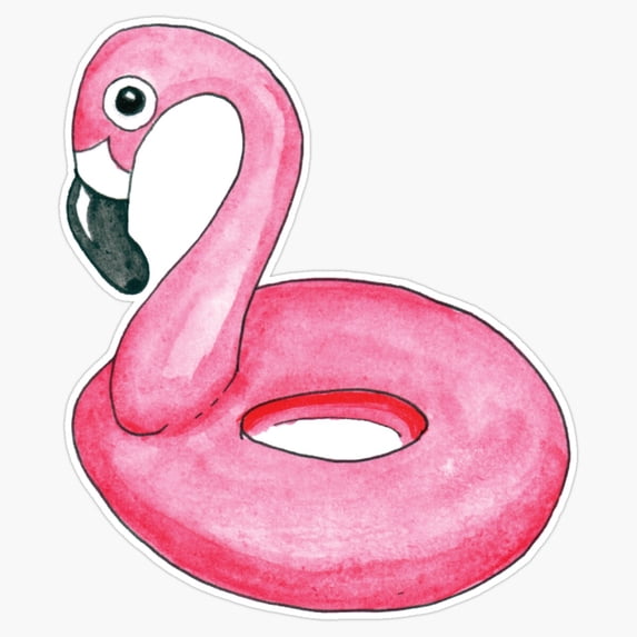 DOPASTICKER Flamingo Pool Float Sticker,Watercolor Illustration Sticker ...