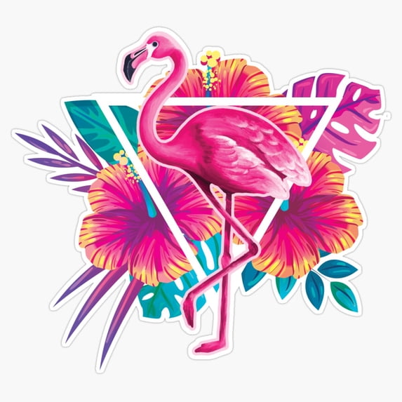 DOPASTICKER Flamingo - White Triangle With Flowers Sticker, Phone ...