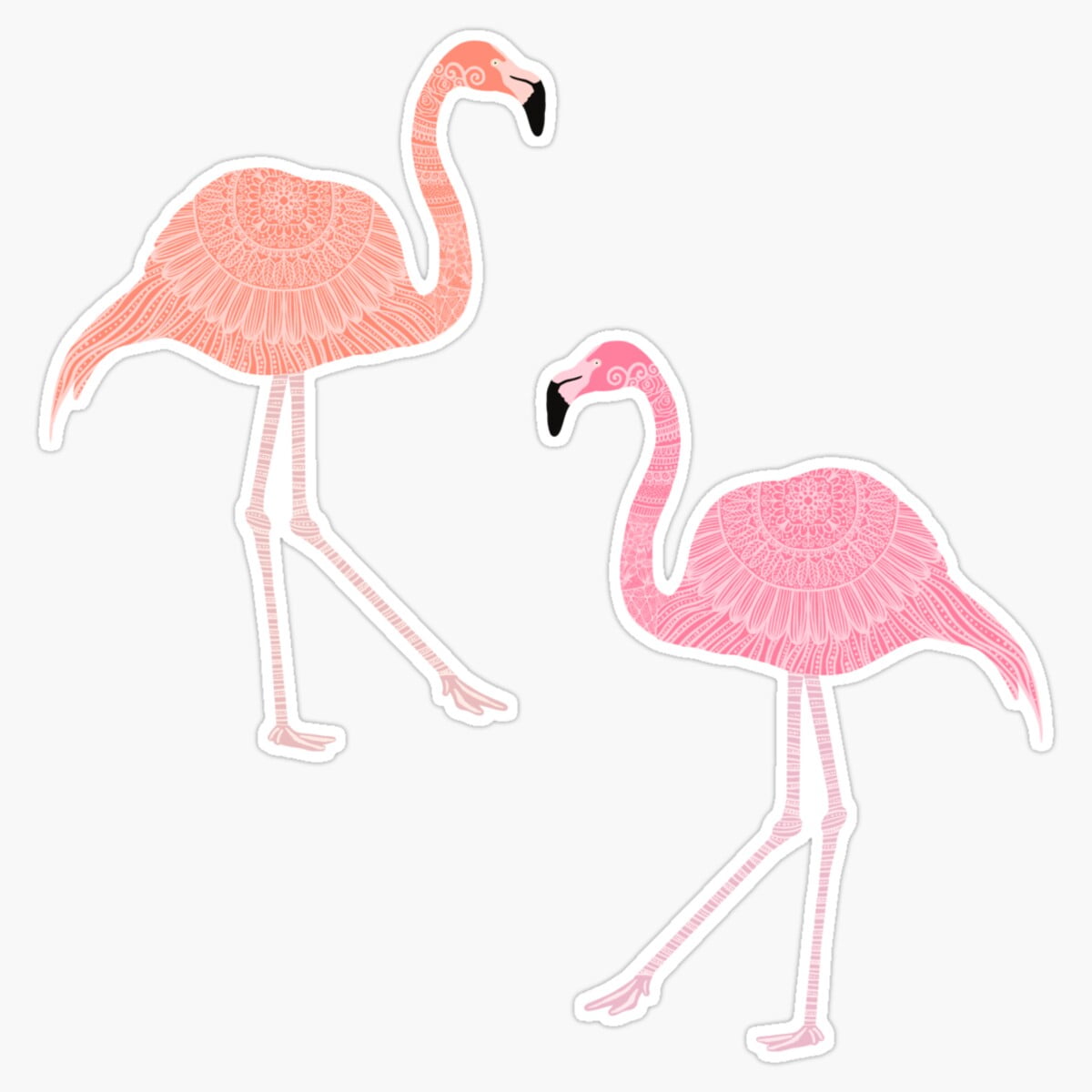 DOPASTICKER Flamingos On Blue And White Stripes Sticker, Phone Sticker ...