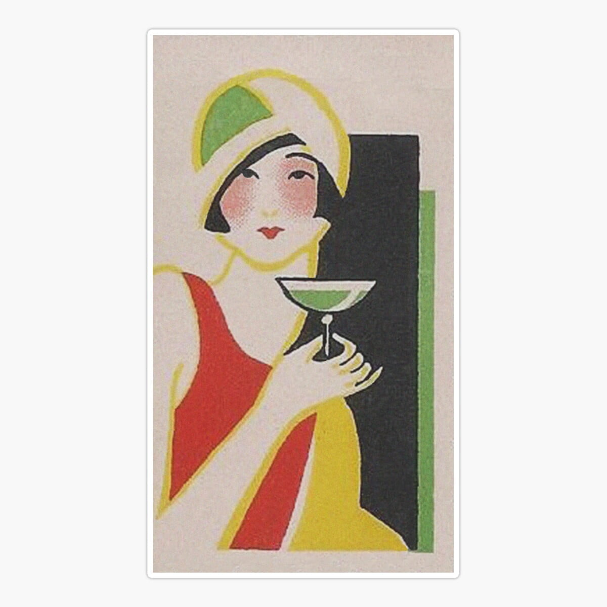DOPASTICKER Flapper And Martini Vintage Poster Sticker, Phone Sticker ...