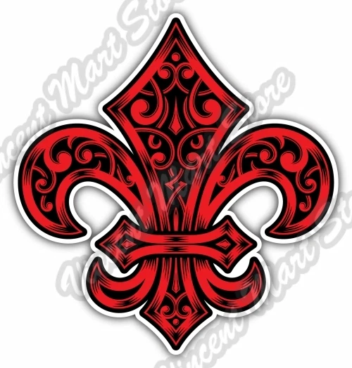 DOPASTICKER Fleur-De-Lis French Heraldry Red Celtic Lily Car Sticker ...