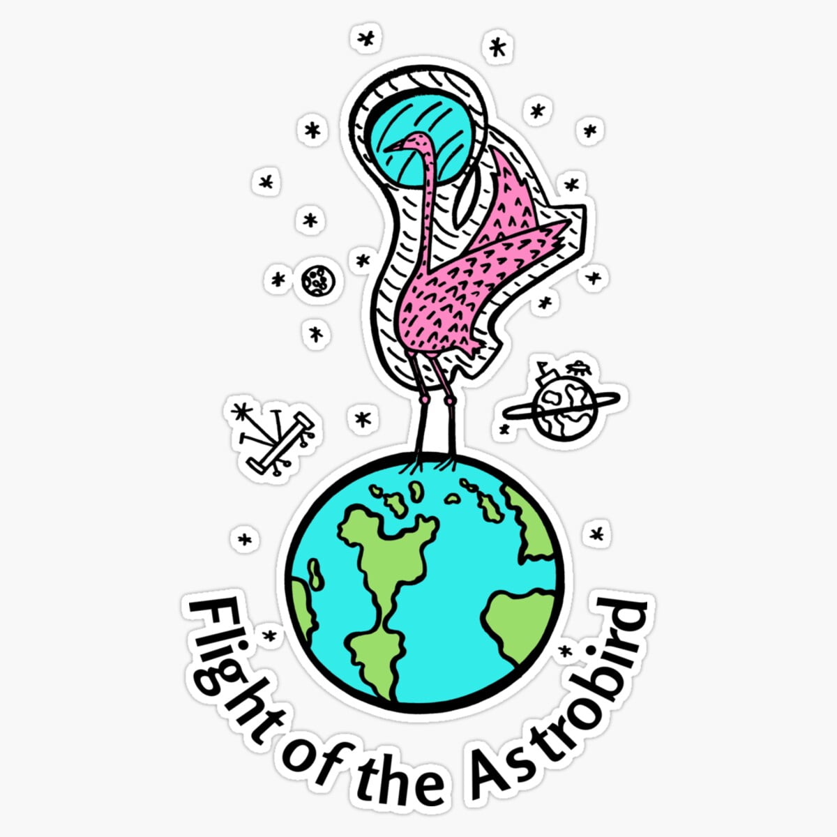 DOPASTICKER Flight Of The Astrobird- Space Bird (Blue) Sticker, Phone ...