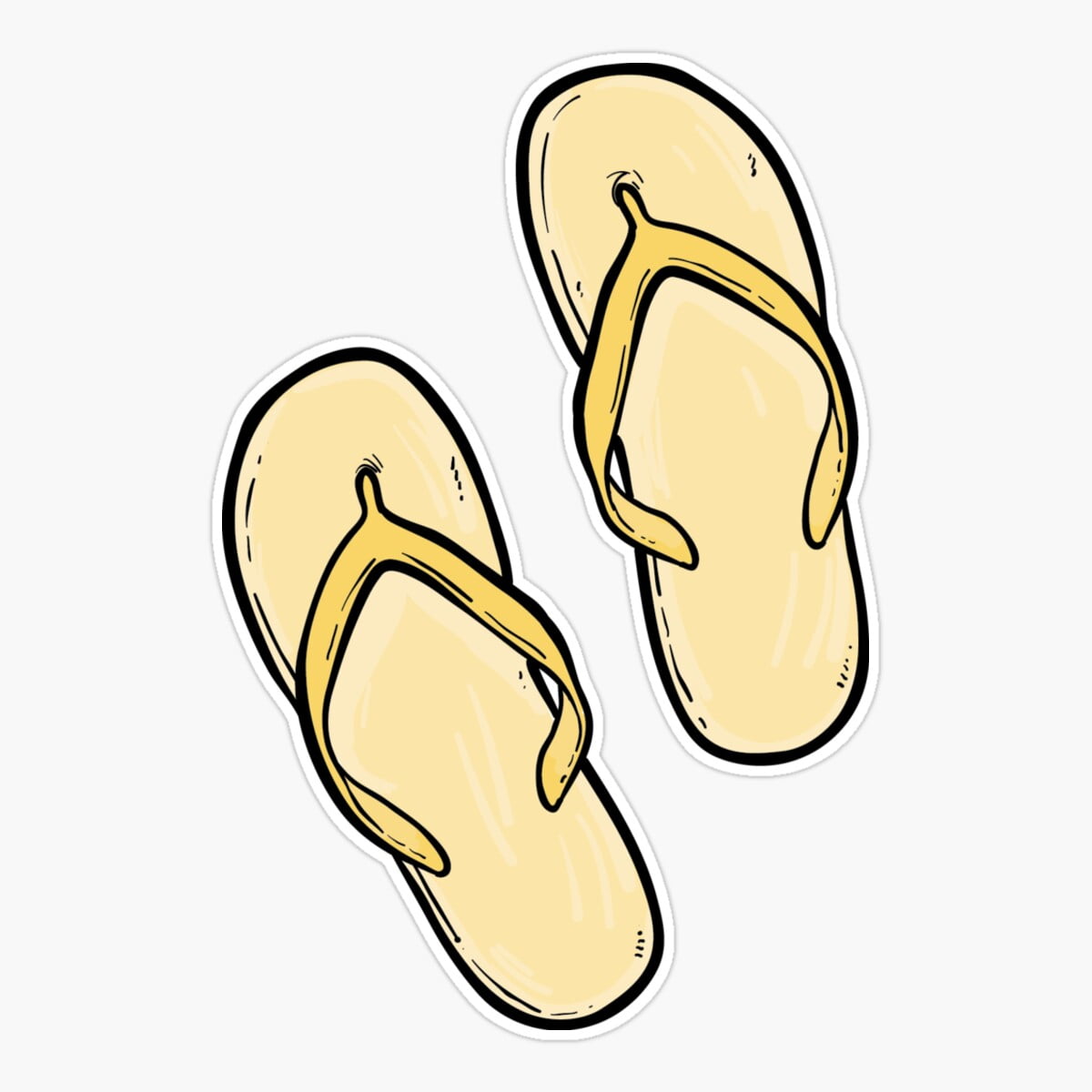 DOPASTICKER Flip Flops Yellow Sticker, Phone Sticker Water Bottle ...