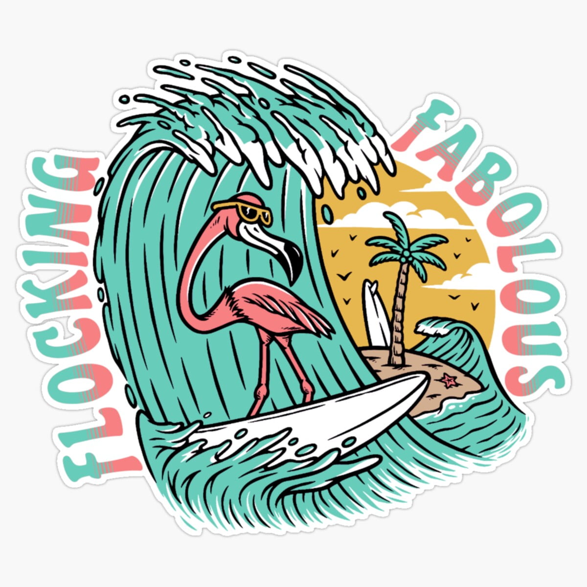 DOPASTICKER Flocking Fabolous Flamingo Summer Sticker, Phone Sticker ...