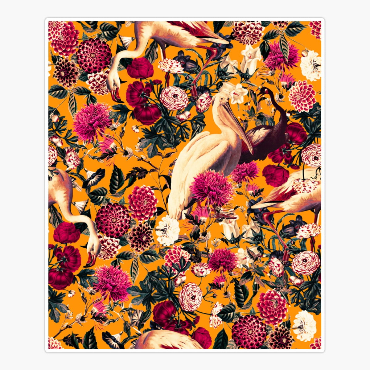 DOPASTICKER Floral And Birds Xvi Sticker, Phone Sticker Car Stickers ...