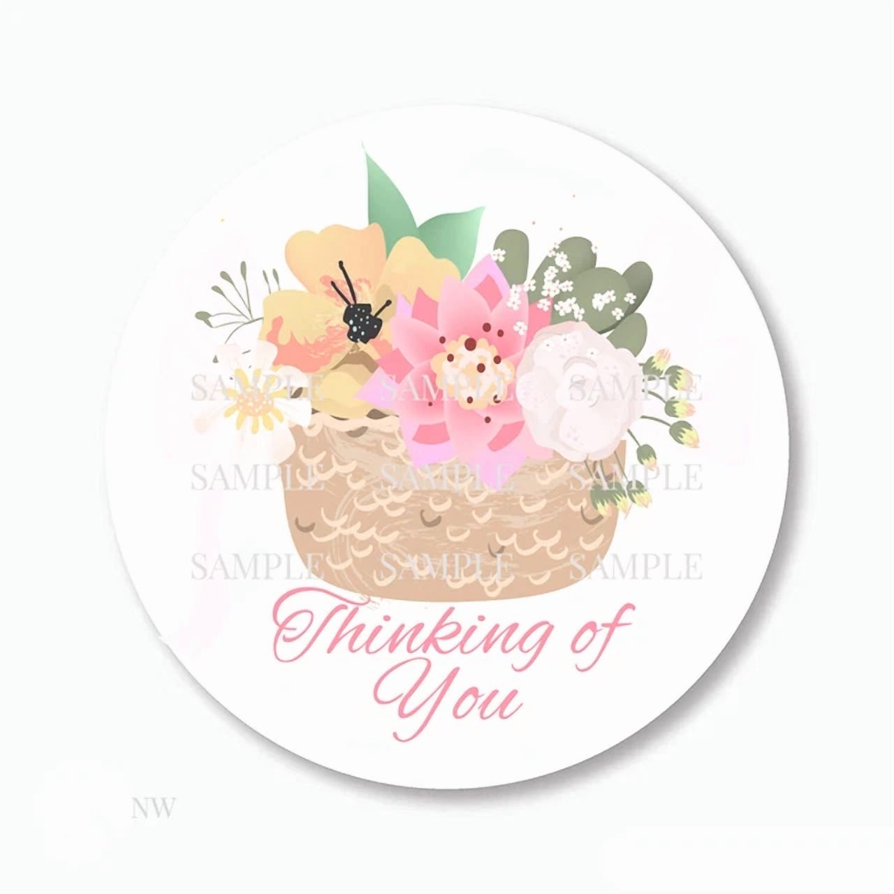 DOPASTICKER Floral Basket Thinking Of You Scrapbook Stickers Phone ...