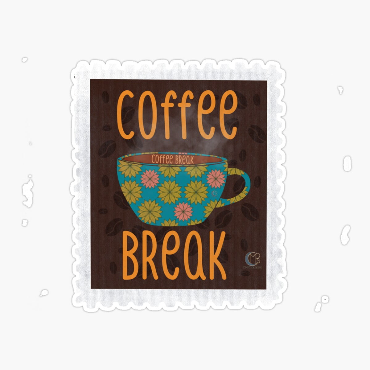 DOPASTICKER Floral Coffee Break Delight Sticker, Phone Sticker Car ...