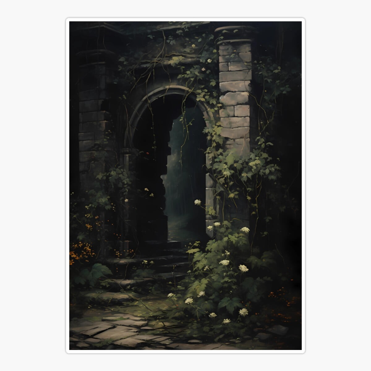 DOPASTICKER Floral Gateway Castle Dark Academia Gothic Cottagecore ...